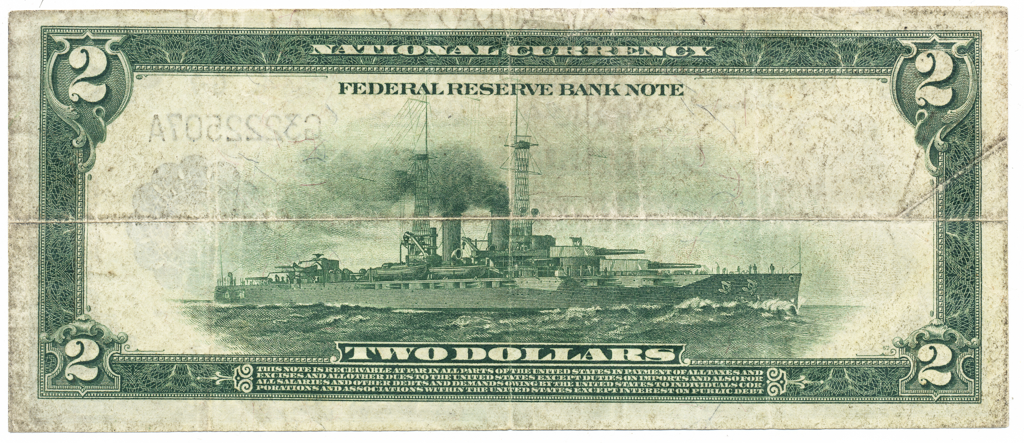 1918 $2 Battleship Note The Federal Reserve Bank of Chicago, Illinois ...