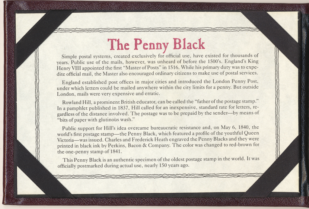 The World’s First Postage Stamp The Penny Black Issued 1840-1841 Postal ...